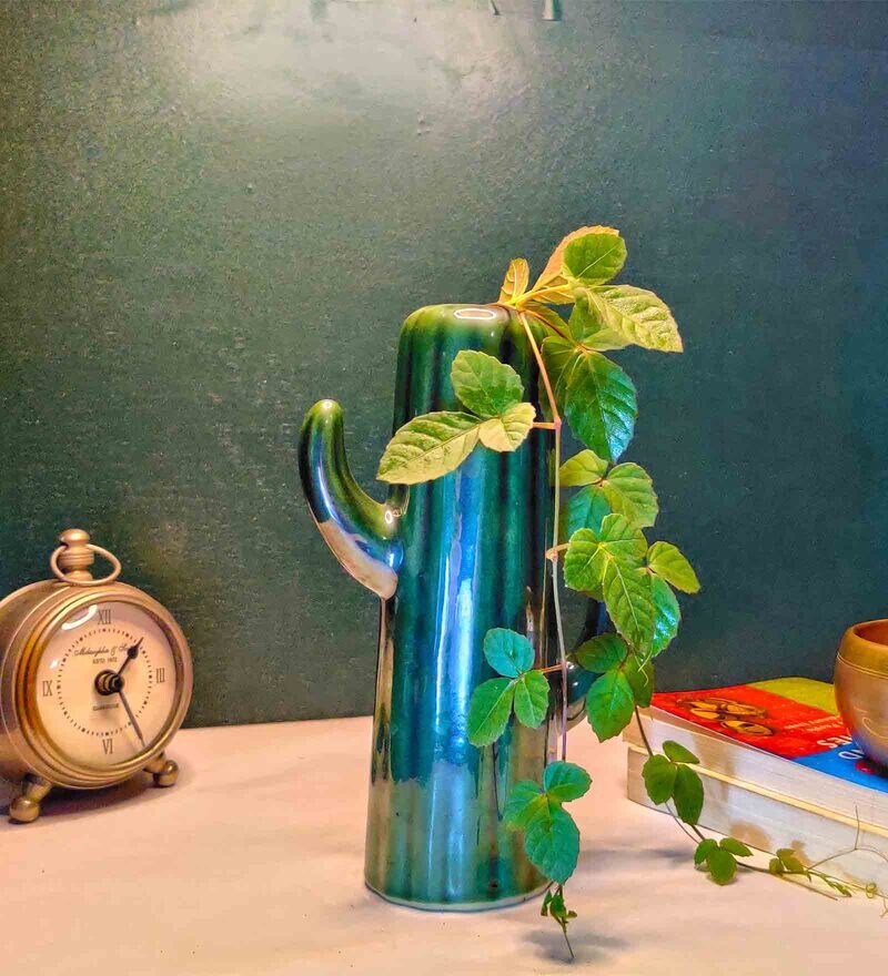 Buy Green Ceramic Floor Planter By Gold Dust Online - Floor Planters ...