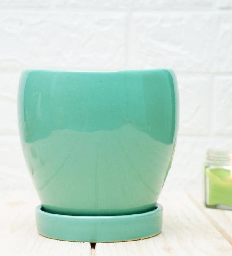 Buy Green Ceramic planter with stand By Gold Dust Online - Floor Planters - Pots & Planters ...
