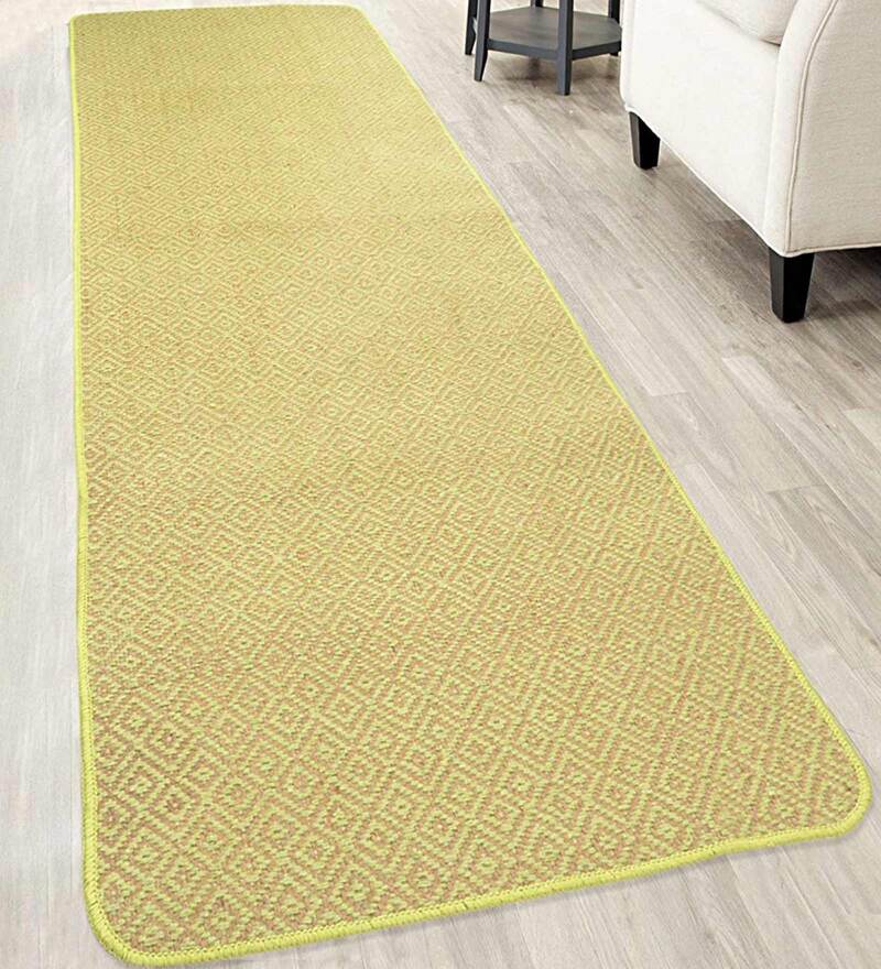 Buy Green Cotton Geometric 79x26 Inches Floor Runner by Saral Home ...