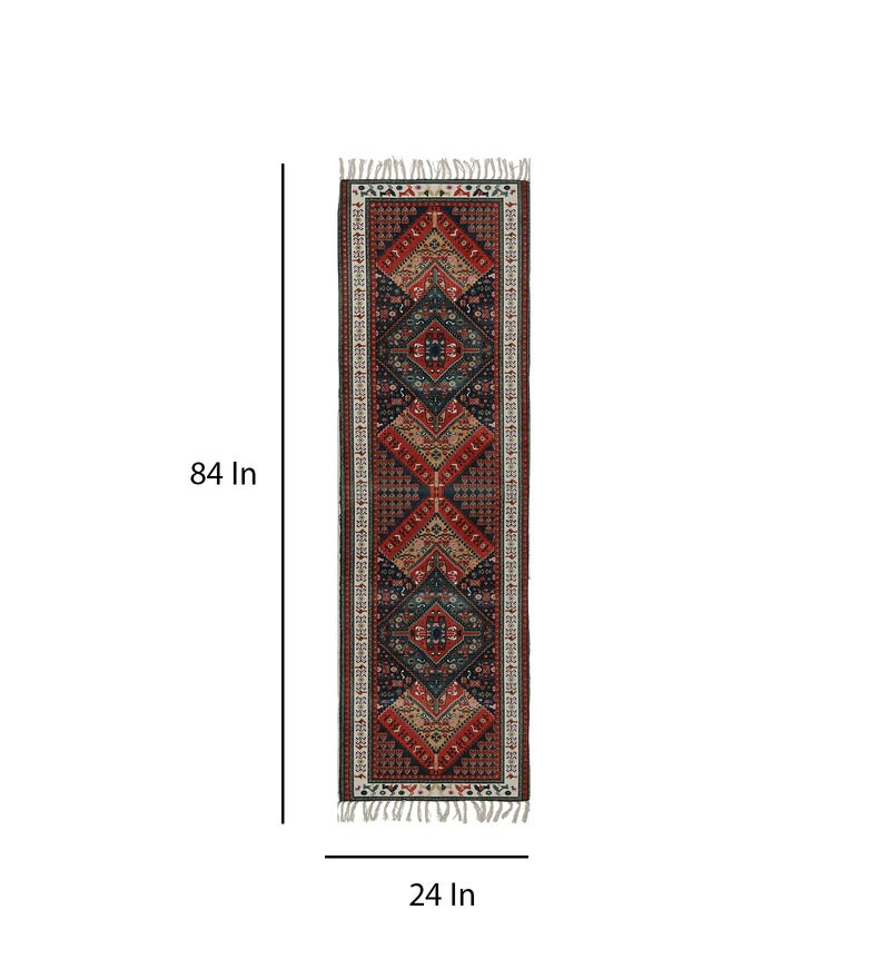 Buy Multicolor Cotton 84 x 24 Inches Hand Woven Floor Runner by Art ...
