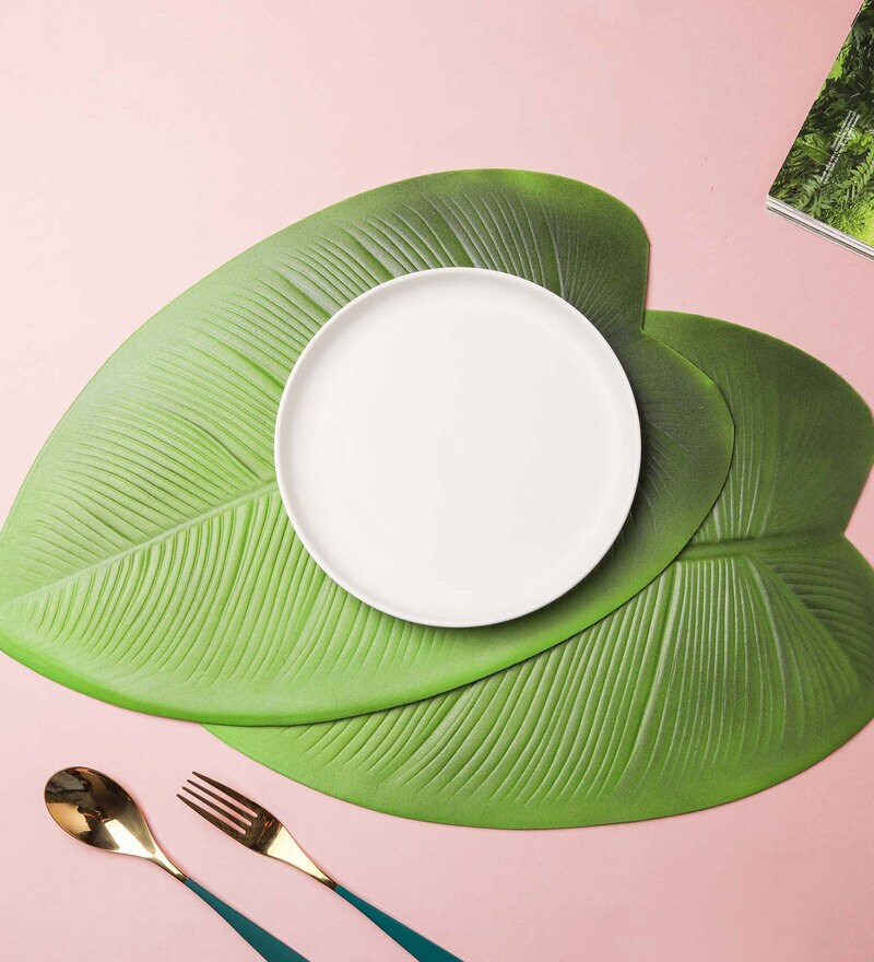 Buy Green Leaf (Set of 2) PVC foam Placemat by Nestasia Online ...