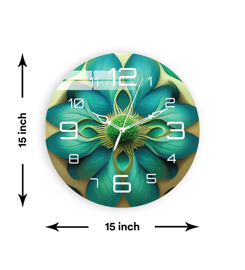 Buy Green Leafy Flower Acrylic Wall Clock by The Next Decor Online ...
