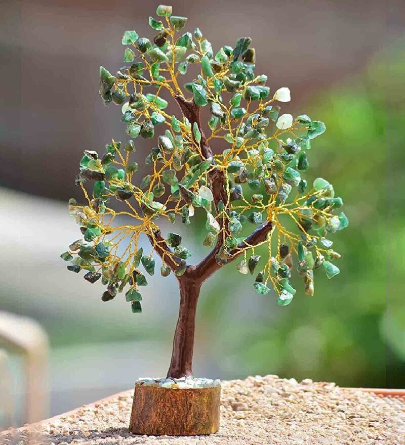Buy Green Quartz Stone Fortune Crystal Tree Showpiece by Muren Online ...