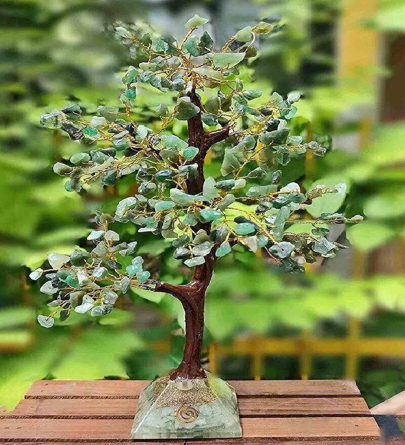 Buy Green Quartz Stone Fortune Crystal Tree Showpiece by Muren Online ...