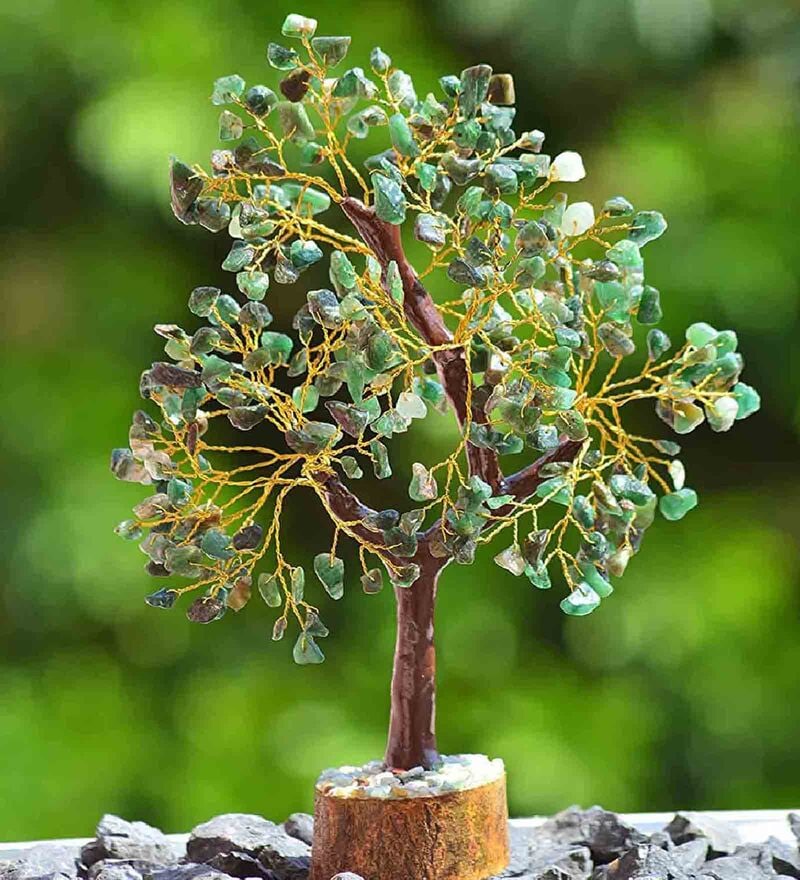 Buy Green Quartz Stone Fortune Crystal Tree Showpiece by Muren Online ...