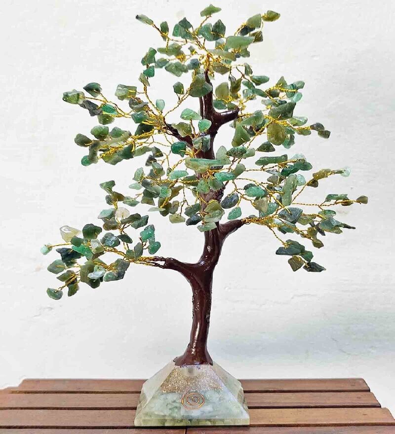Buy Green Quartz Stone Fortune Crystal Tree Showpiece by Muren Online ...
