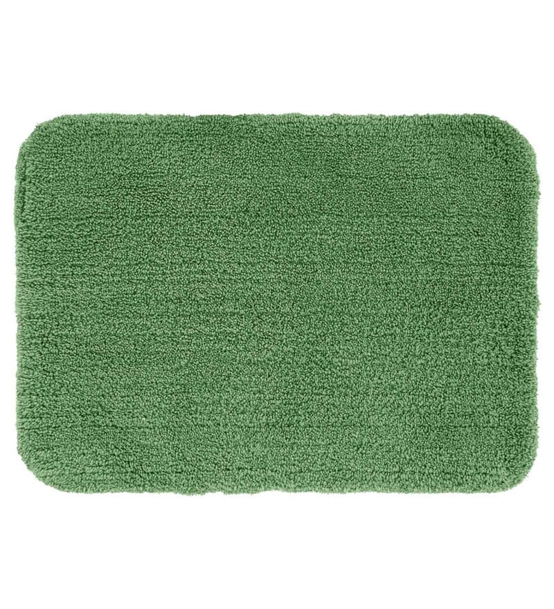 Buy Green Solid 100% Polyester AntiSkid Bathmat by Obsessions Online ...