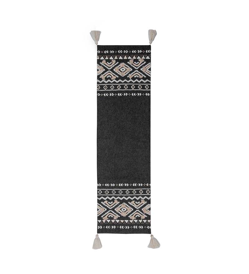 Buy Abstract Pattern Grey Cotton 54X16 Inches Table Runner By Ode ...