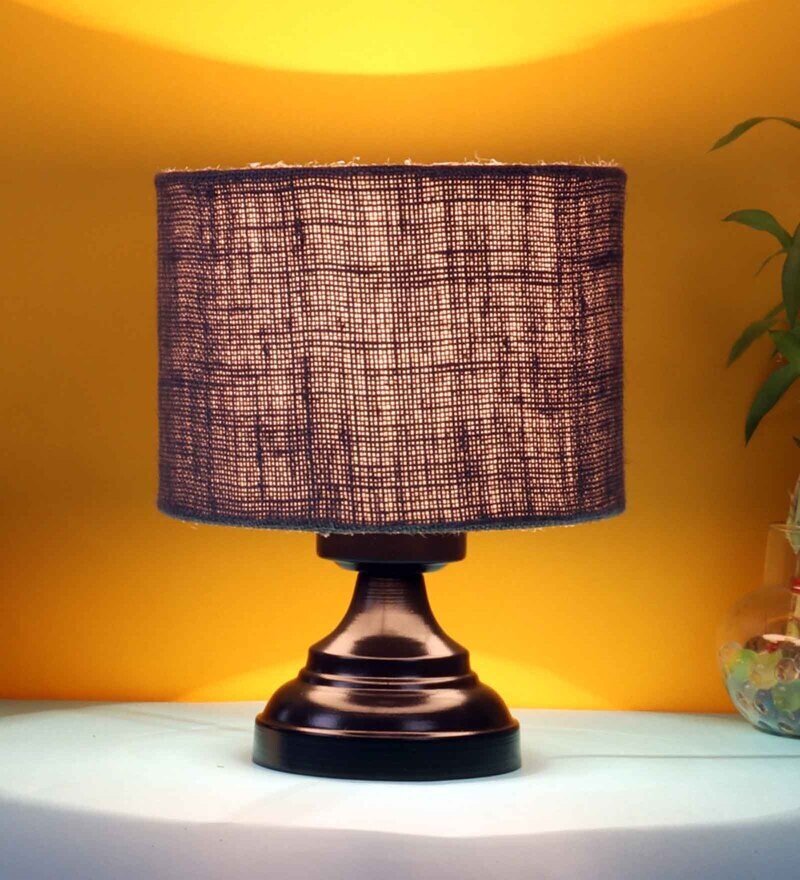 Buy Grey Jute Table Lamp With Iron Base By New Era Online - Metal Night ...