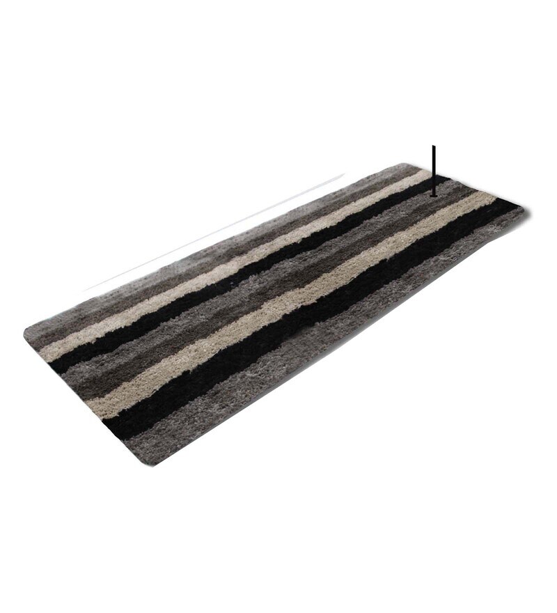 Buy Grey Microfibre 24 x 60 Inches Machine Made Floor Runner by Luxe ...