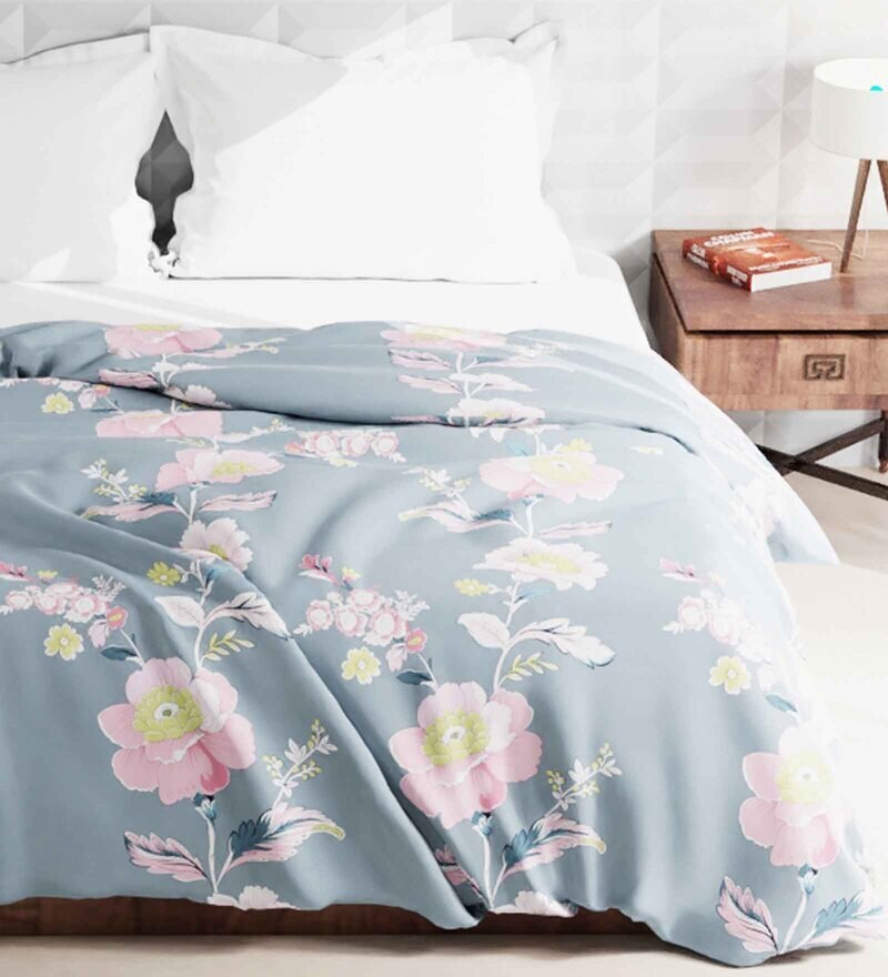 Buy Grey Polyester Floral 200 Gsm Double Bed Comforter Rumba-Roll ...