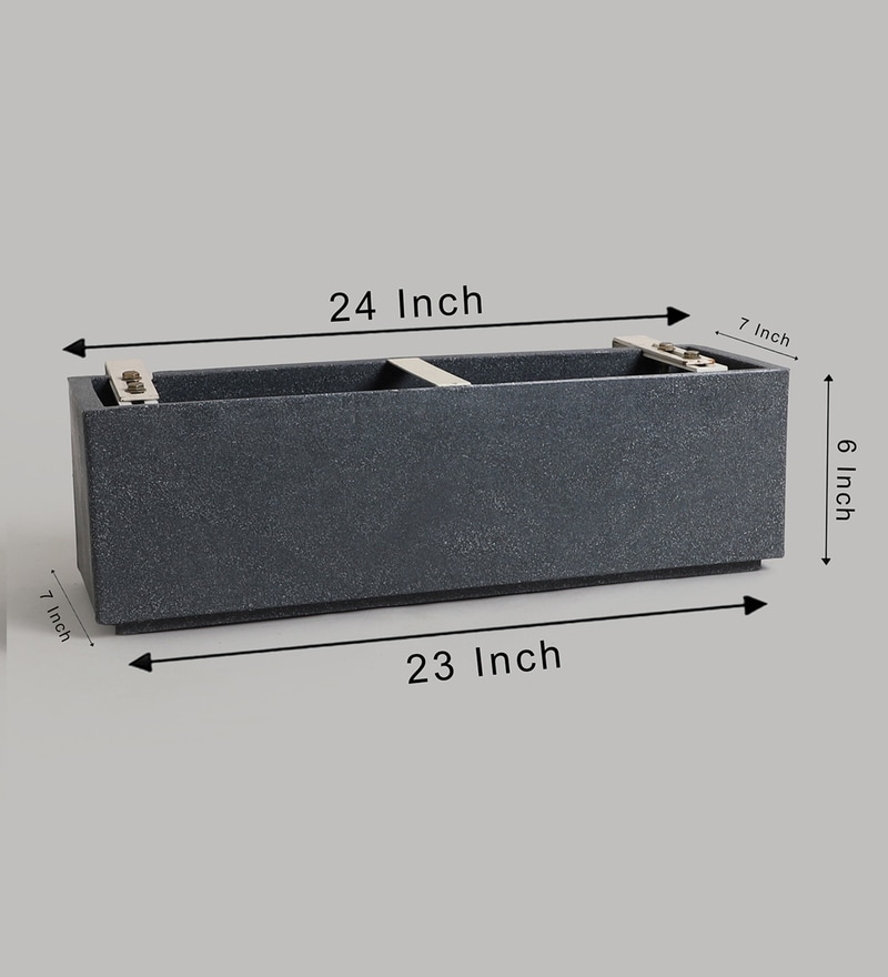 Buy Grey Polymer 24 Inch Rectangular Railing Planter by Yuccabe Italia ...