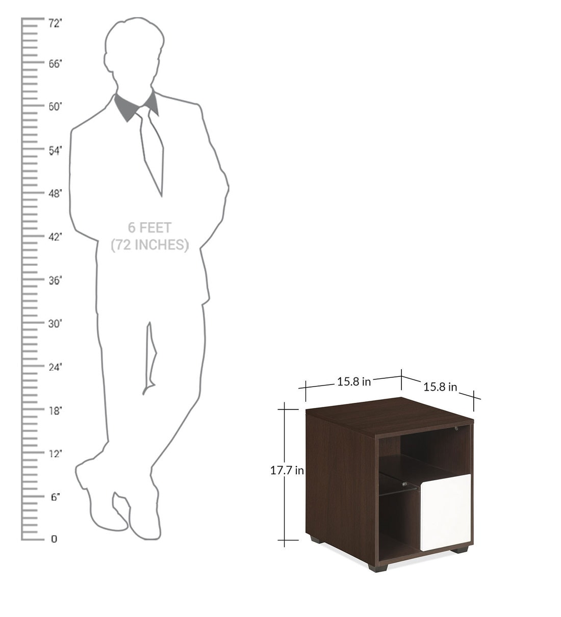 Buy Guardian Bedside Table in White & Walnut Finish by @home Online ...