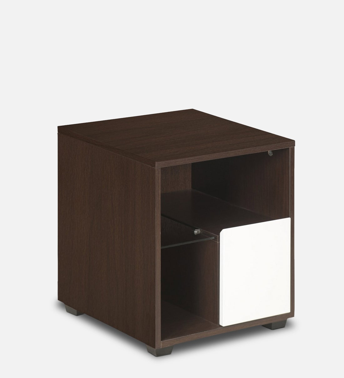 Buy Guardian Bedside Table in White & Walnut Finish by @home Online ...