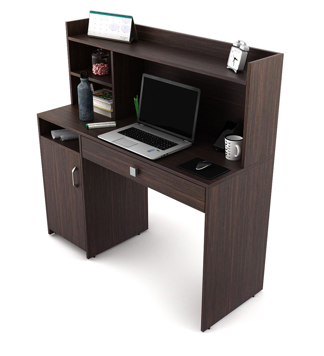 Buy Guide Hutch Desk in Choco Walnut Finish by A GLOBIA CREATIONS ...