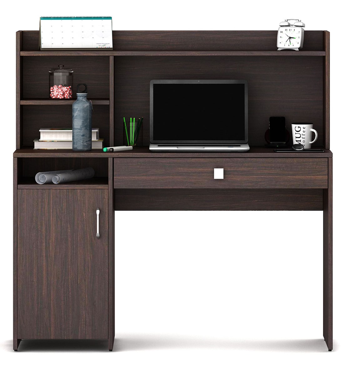 Buy Guide Hutch Desk in Choco Walnut Finish by A GLOBIA CREATIONS ...