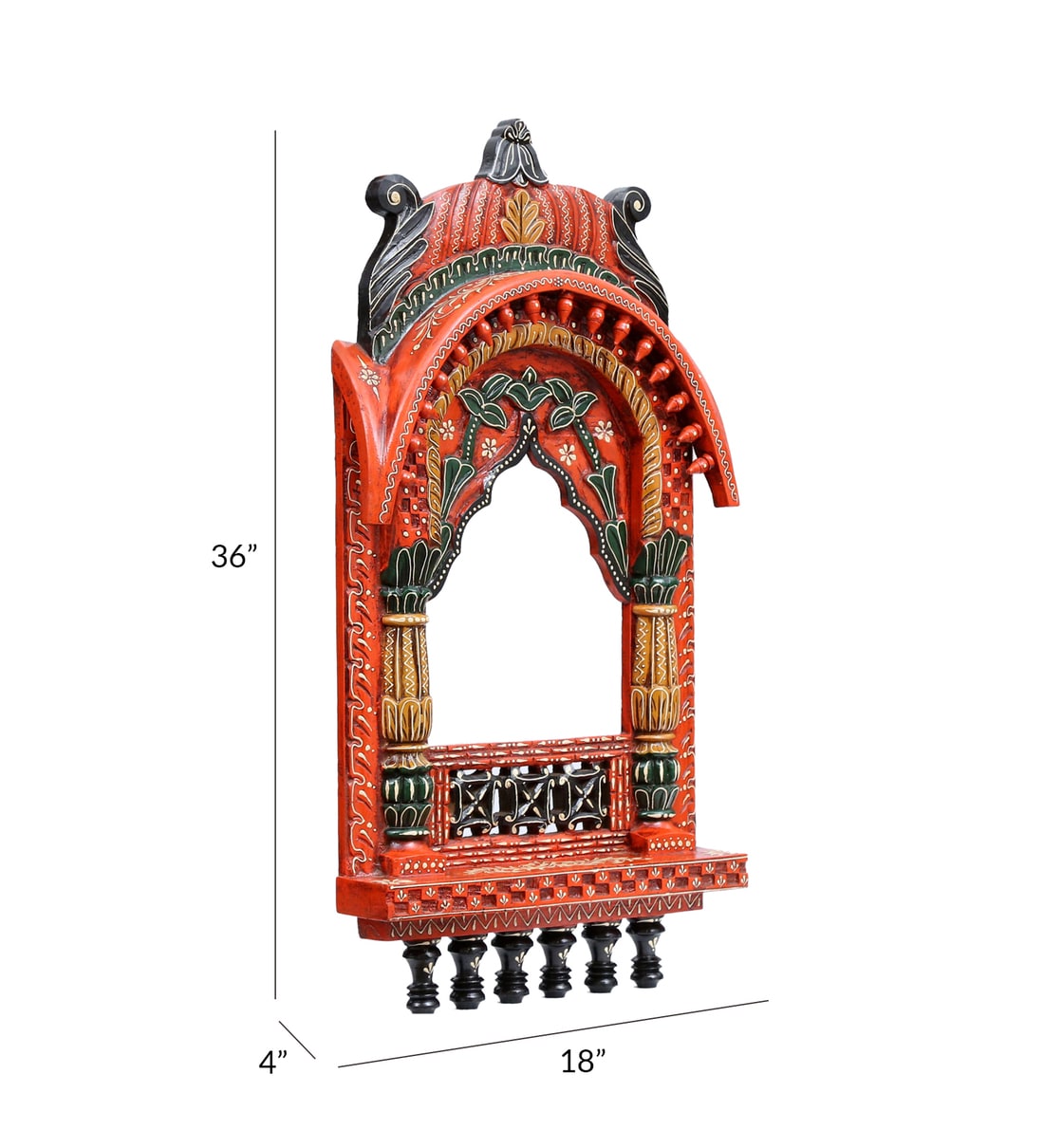 Buy Solid Wood Jharokha in Red Colour by Designs Craft. Online ...