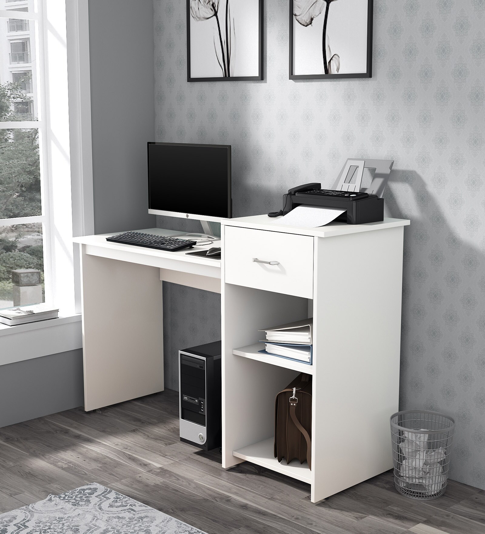 Buy Guide Writing Table in Frosty White Finish Online - Modern Writing ...