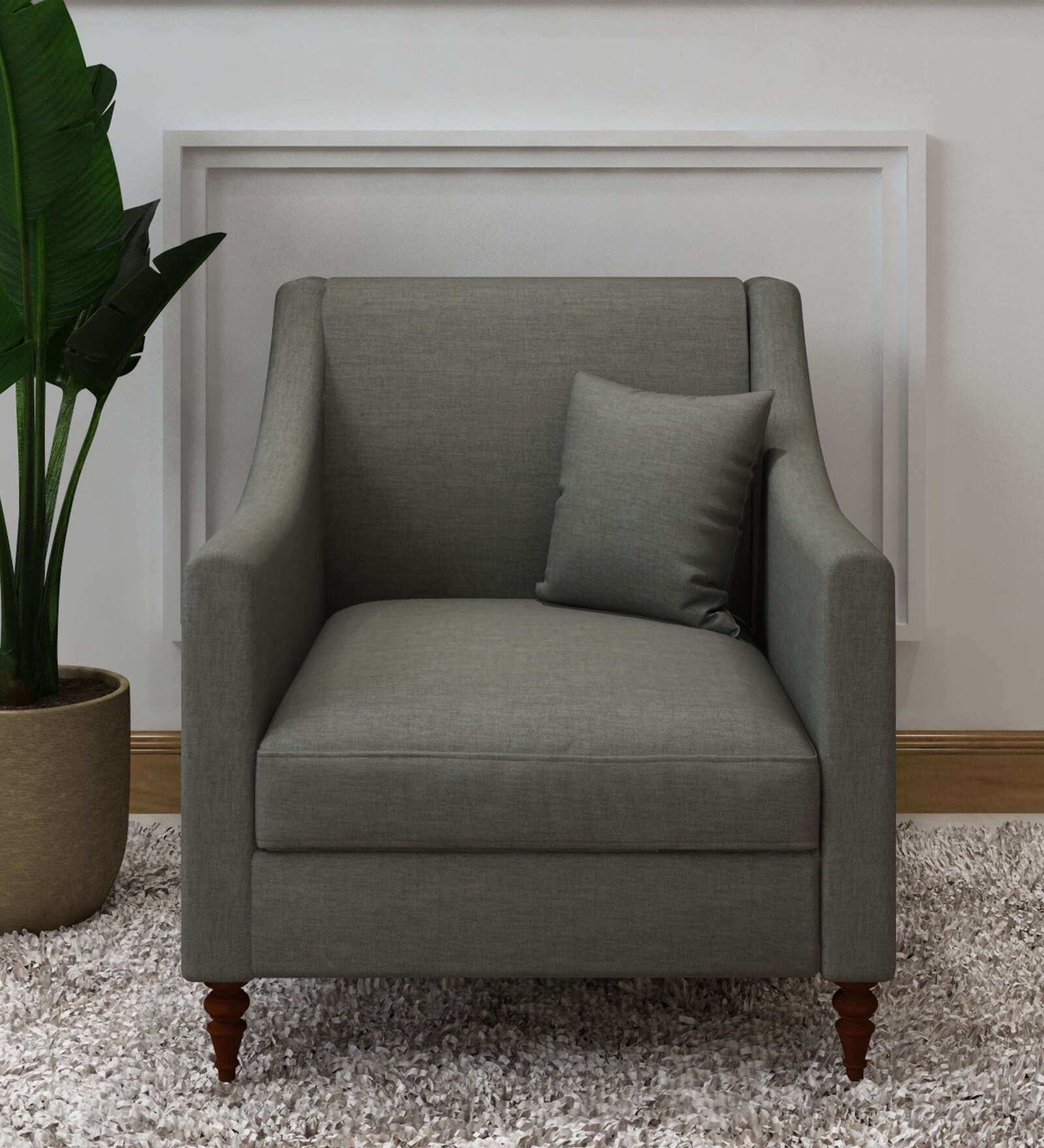 Buy Guildford Fabric 1 Seater Sofa In Steel Grey Color at 1% OFF by ...
