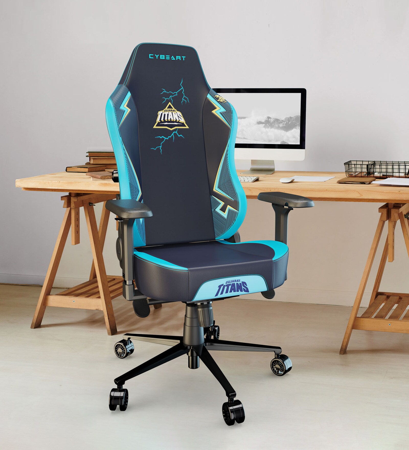 Buy Gujarat Titans Leather Gaming Chair in Blue Colour at 100% OFF by ...