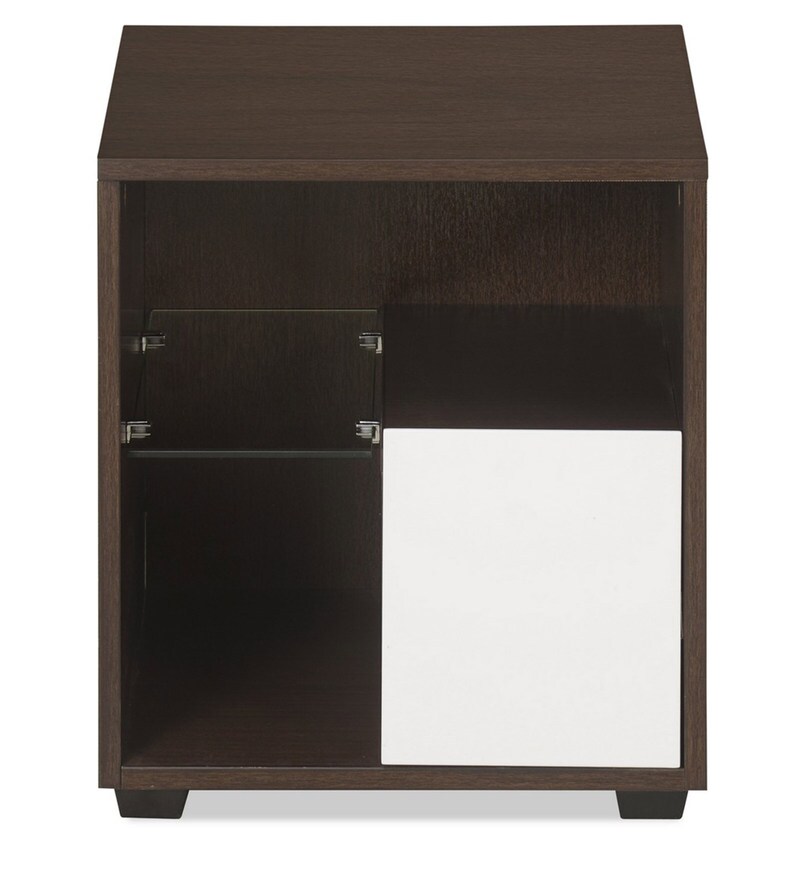 Buy Guardian Bedside Table in White & Walnut Finish by @home Online ...