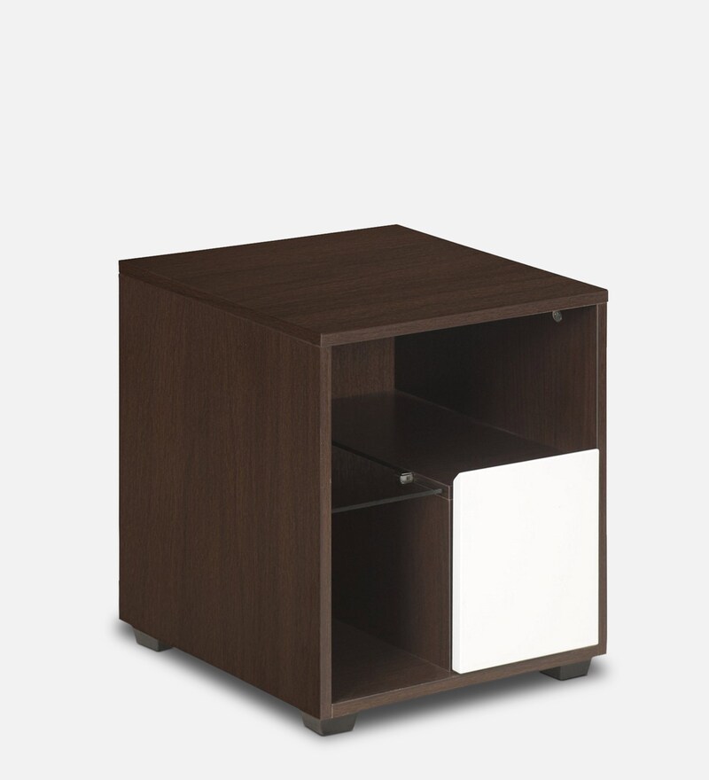 Buy Guardian Bedside Table in White & Walnut Finish by @home Online ...
