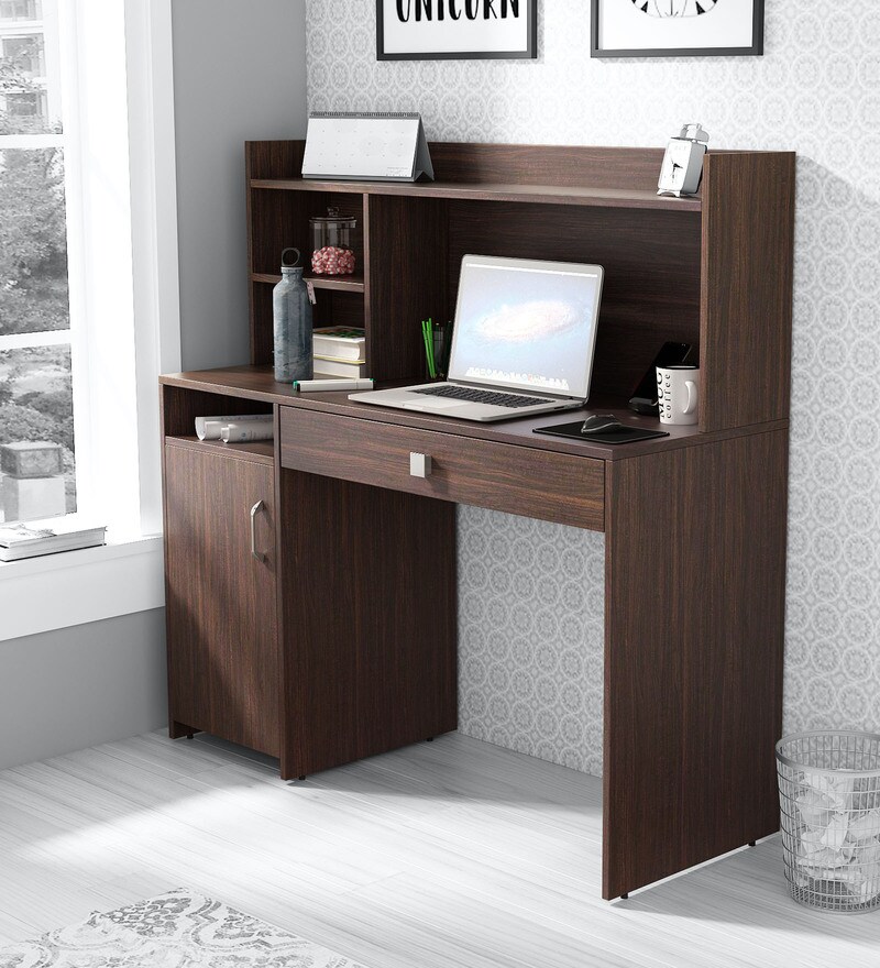 Buy Guide Hutch Desk in Choco Walnut Finish by A GLOBIA CREATIONS ...