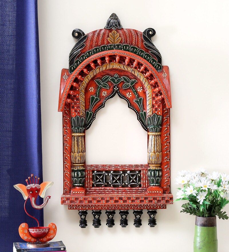 Buy Solid Wood Jharokha in Red Colour by Designs Craft. Online ...