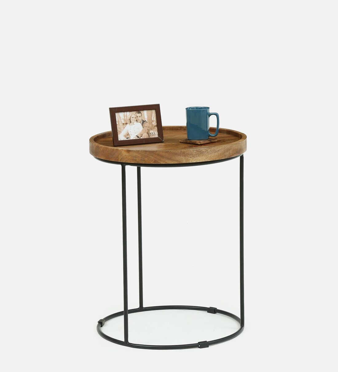 Buy Lew Metal Round End Table In Black Colour By Bohemiana Online ...
