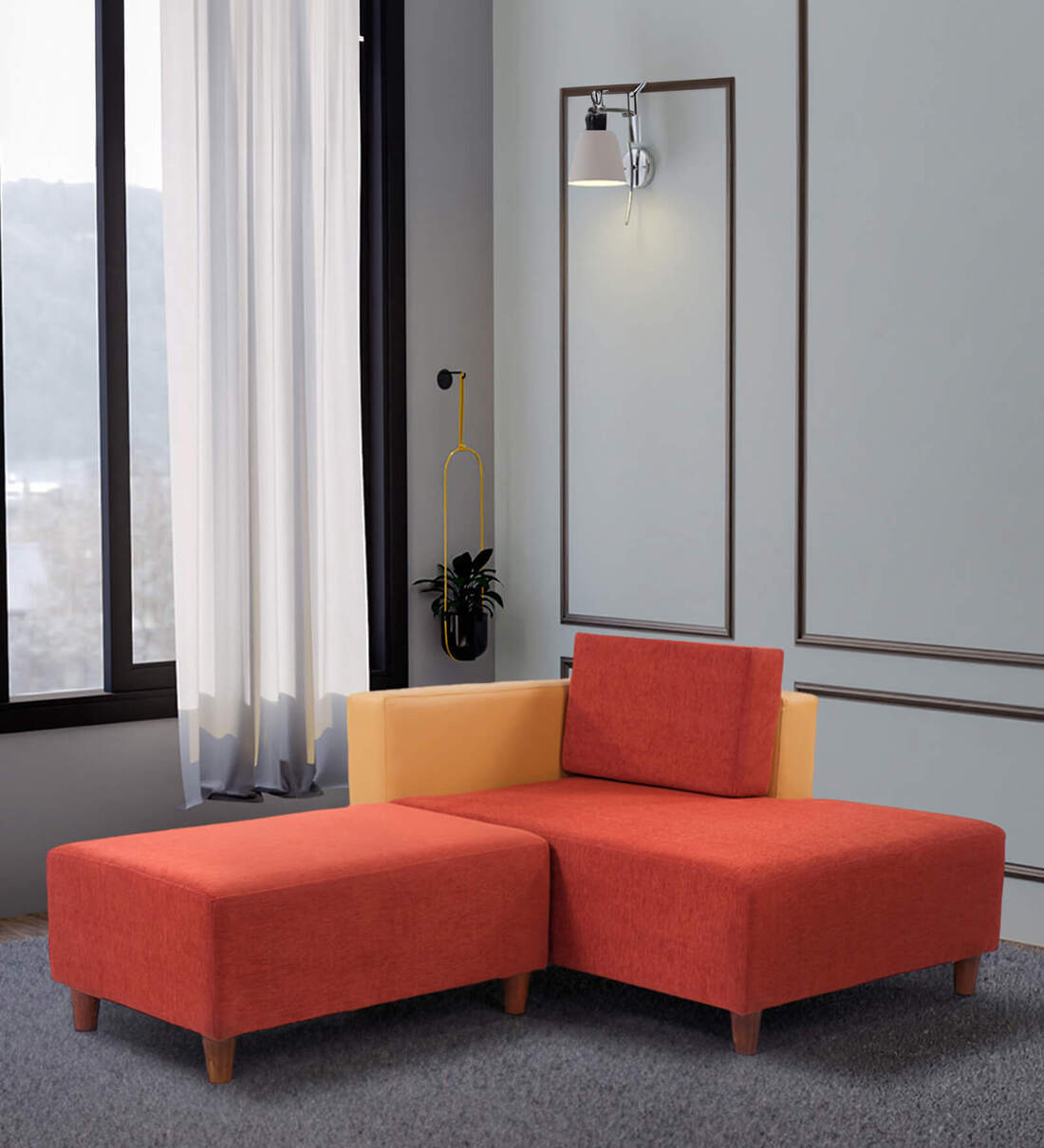 Buy Hailey Fabric LHS 2 Seater Chaise Lounger In Rusty Cider Orange ...