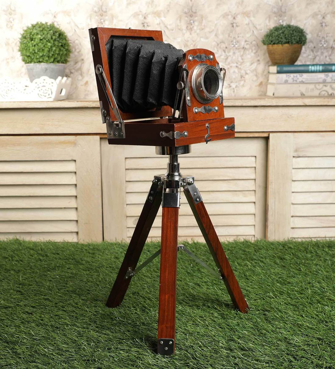 Buy Brass & Wood Antique Camera Showpiece Decorative By Anantaran ...