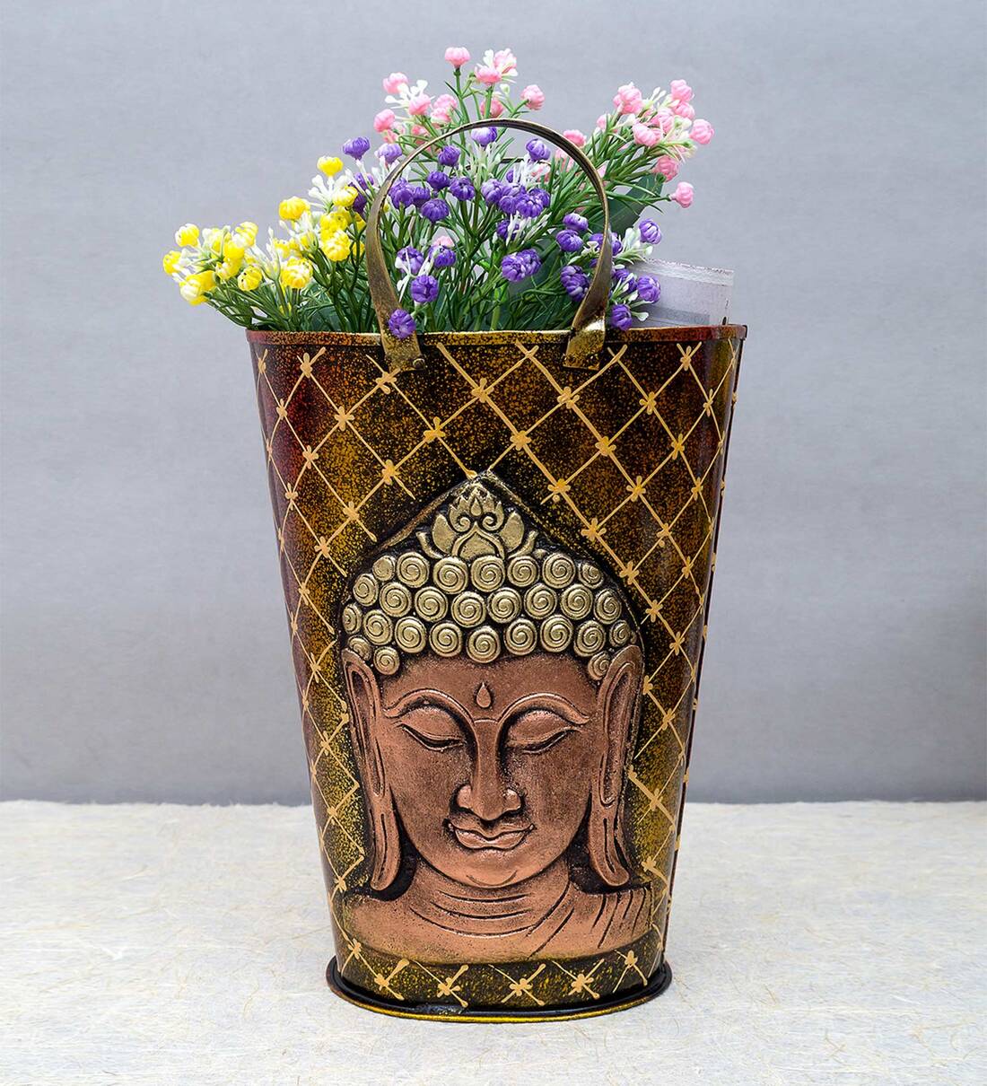 Buy Hand Painted & Handcrafted Showpiece Brown Metal Magazine Desk ...