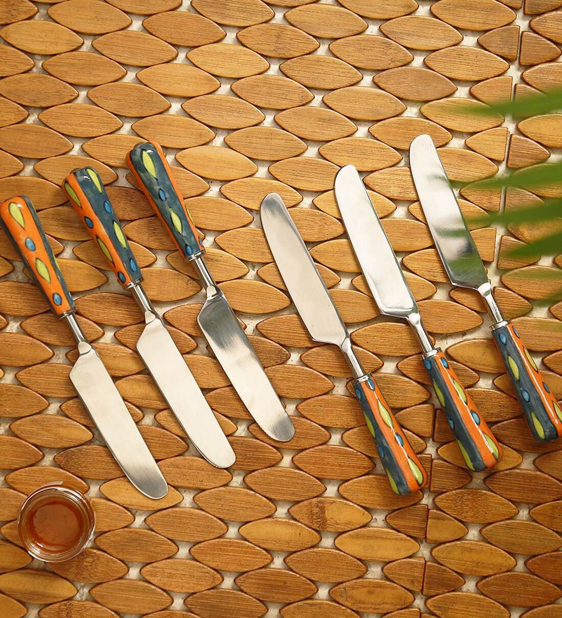 Buy Stainless Steel Hand Painted Table Knives Set of 6 by ExclusiveLane ...