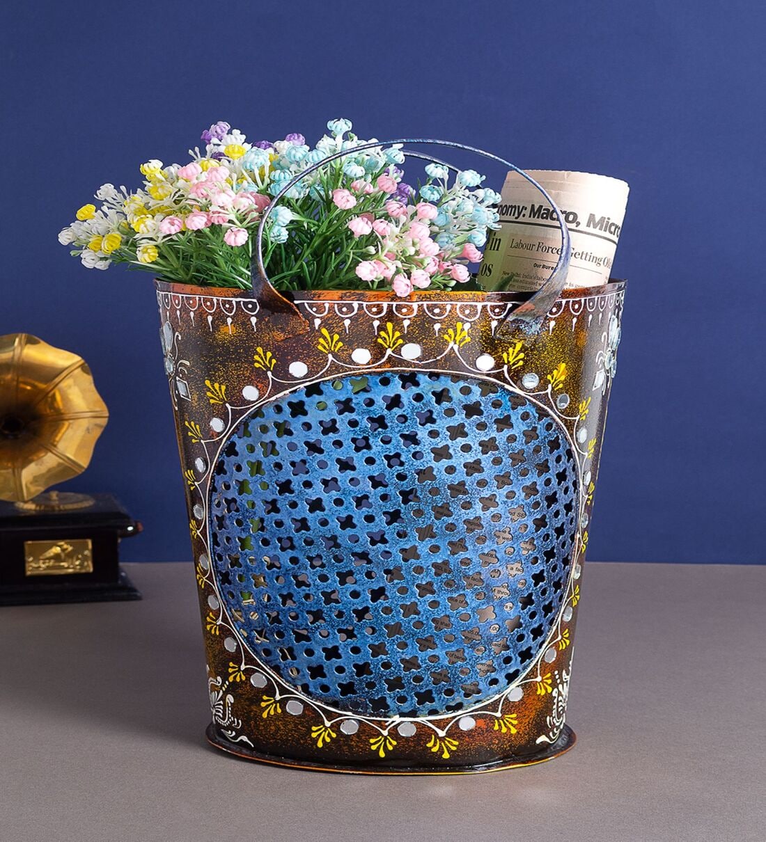 Buy Handcrafted Bucket-Shaped Alvaro Copper Colour Wrought Iron Desk ...