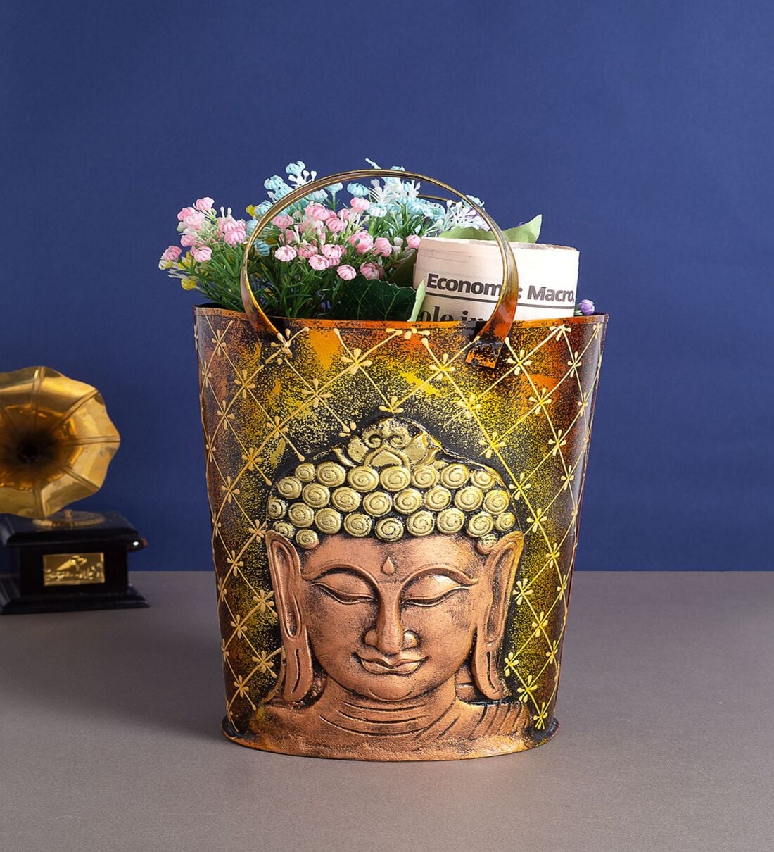 Buy Handcrafted Bucket-Shaped Analia Copper Colour Wrought Iron Desk ...