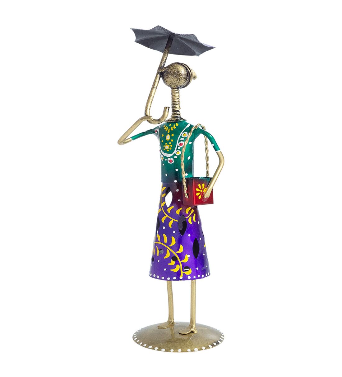 Buy Handcrafted Lady with Umbrella Multicolour Colour Wrought Iron ...