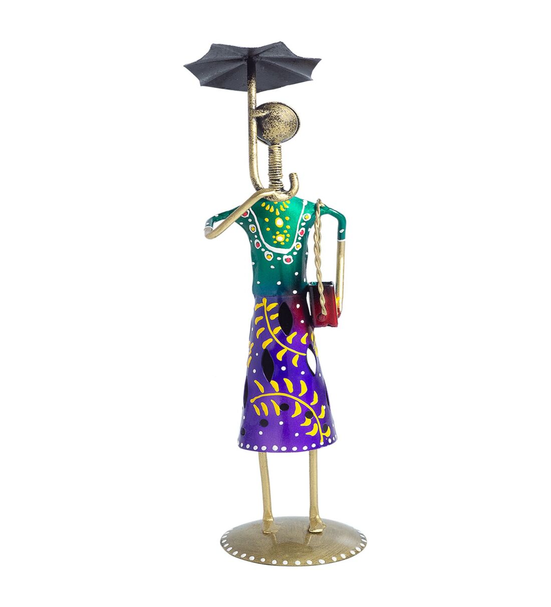 Buy Handcrafted Lady with Umbrella Multicolour Colour Wrought Iron ...