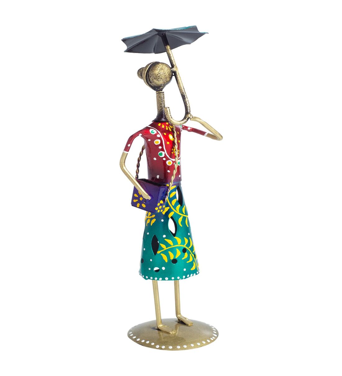 Buy Handcrafted Lady with Umbrella Multicolour Colour Wrought Iron ...