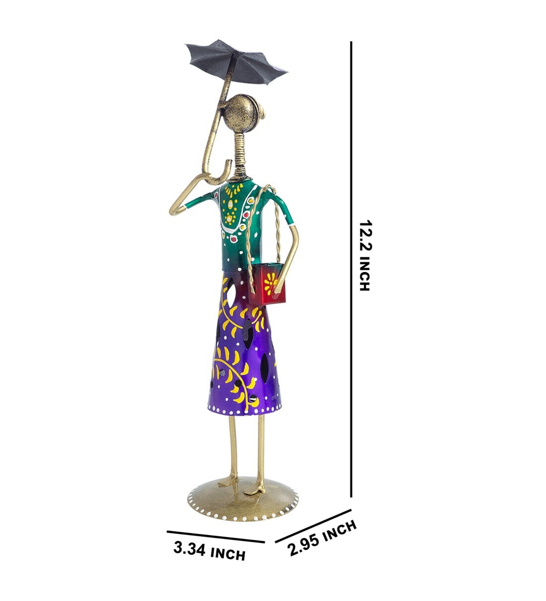 Buy Handcrafted Lady with Umbrella Multicolour Colour Wrought Iron ...