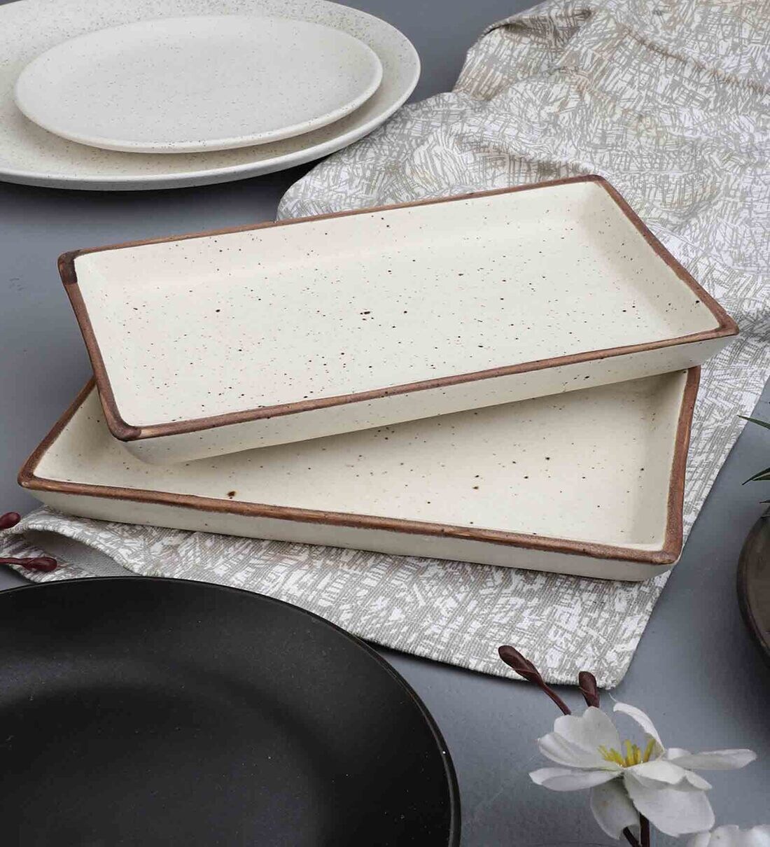 Buy Handcrafted Matt (Set of 2) Ceramic Appetizer Platter by Miah Decor at 20% OFF by Miah Decor ...