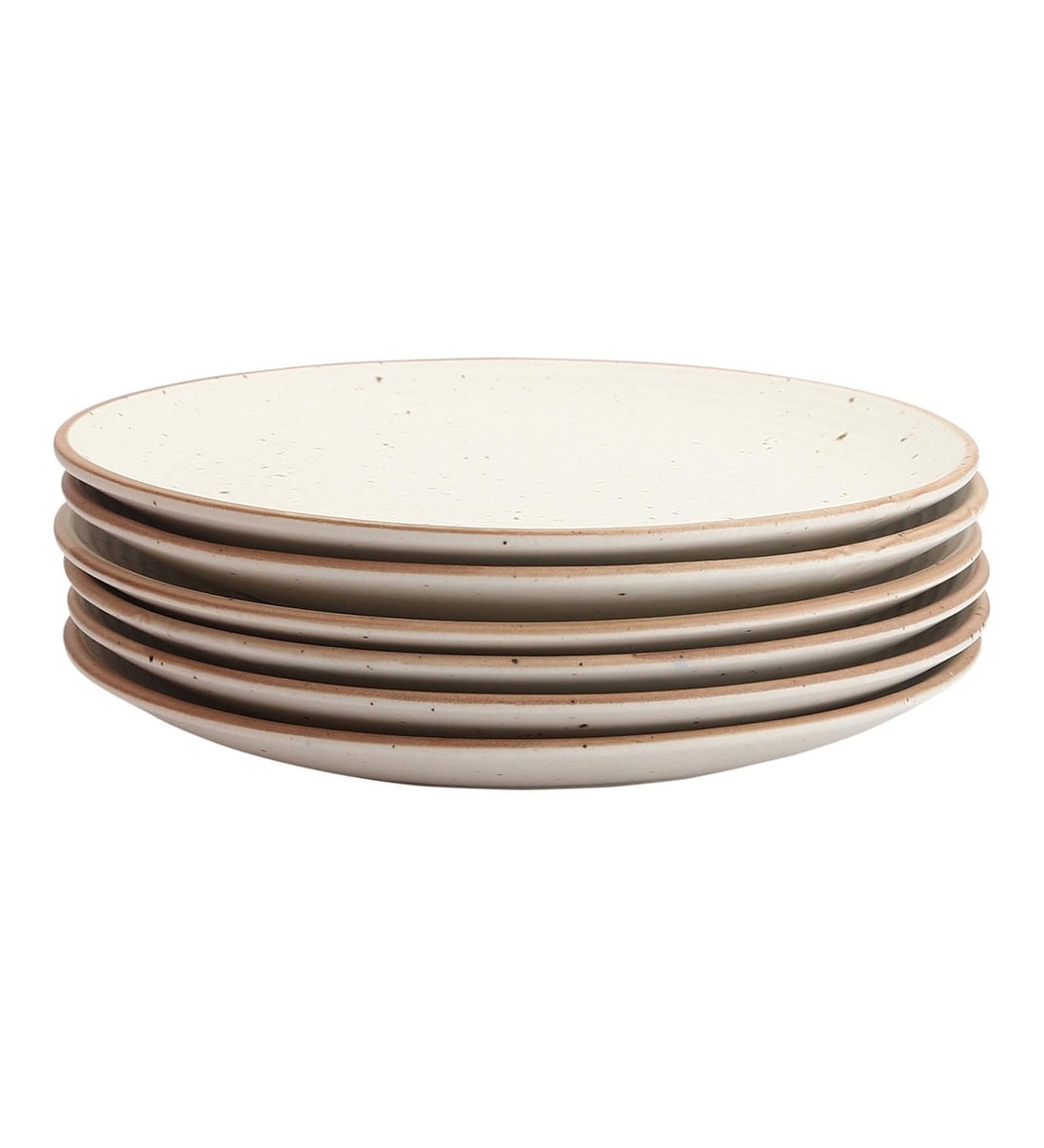 Buy Handcrafted Ribbed 10 Inch White Ceramic (Set of 6) Dinner Plate ...