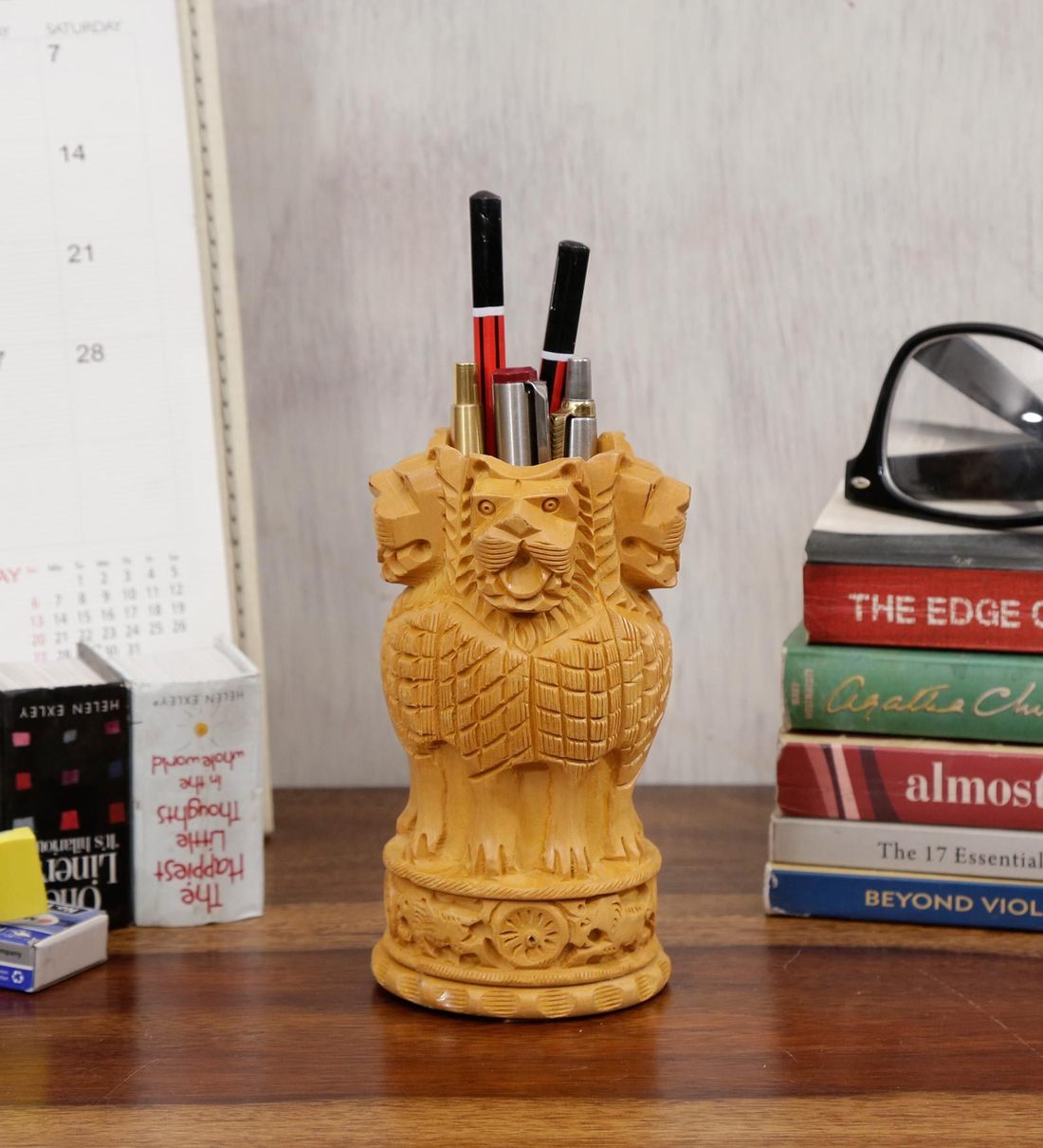 Buy Handcrafted Wooden Pen Stand by Devi Handicrafts Online - Pen ...