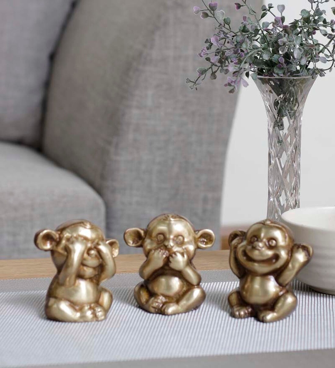 Buy Multicolor The Three Musketeers Monkey Brass Showpiece by Handecor ...