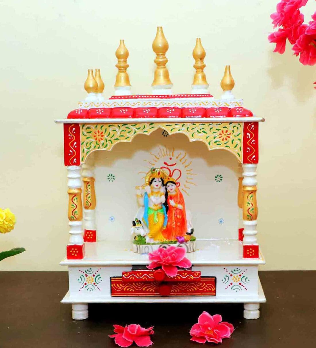 Buy Handmade Multicolour Mango Wood & MDF Pooja Mandir by Home Decor ...