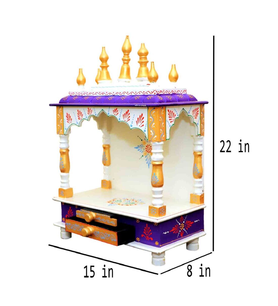 Buy Handmade Multicolour Mango Wood & MDF Pooja Mandir by Home Decor ...