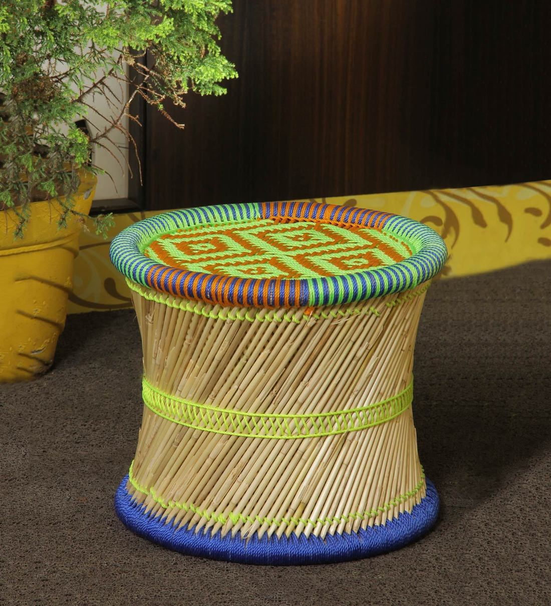 Buy Handmade Wicker Foot Stool in Green Multi Colour at 38% OFF by ...