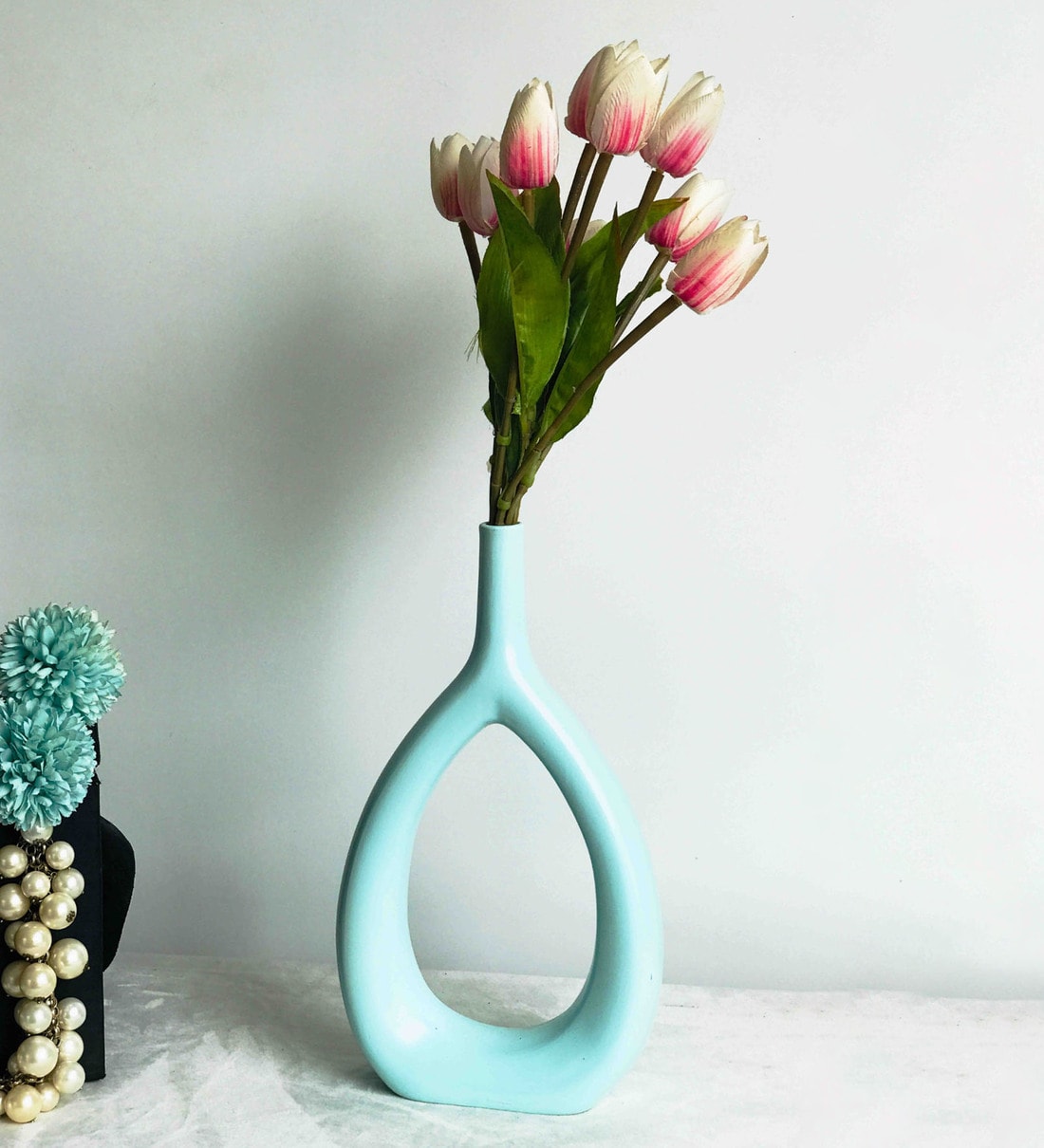 Buy Handmade Sirahi Eaton Blue Colour Ceramic Table Vase at 50% OFF by ...