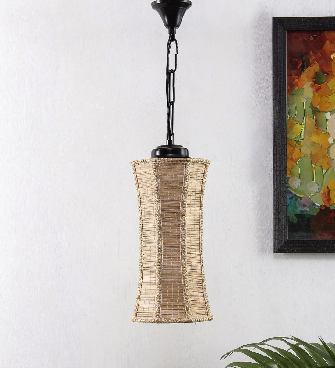 Buy Natural Bamboo Hanging Light By Tu Casa Online - Cylindrical ...
