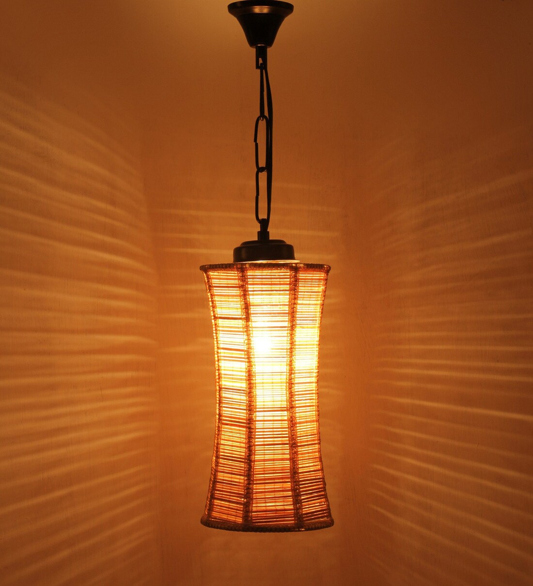 Buy Natural Bamboo Hanging Light By Tu Casa Online - Cylindrical ...