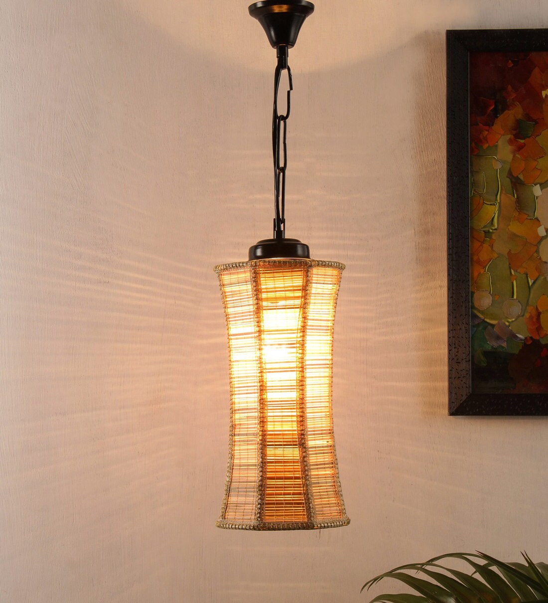 Buy Natural Bamboo Hanging Light By Tu Casa Online - Cylindrical ...